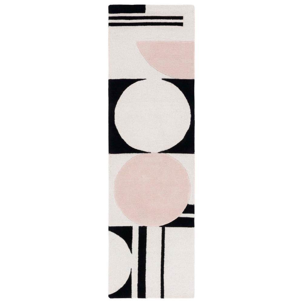 SAFAVIEH Rodeo Drive Blush/Black 2 ft. x 8 ft. Geometric Runner Rug ...