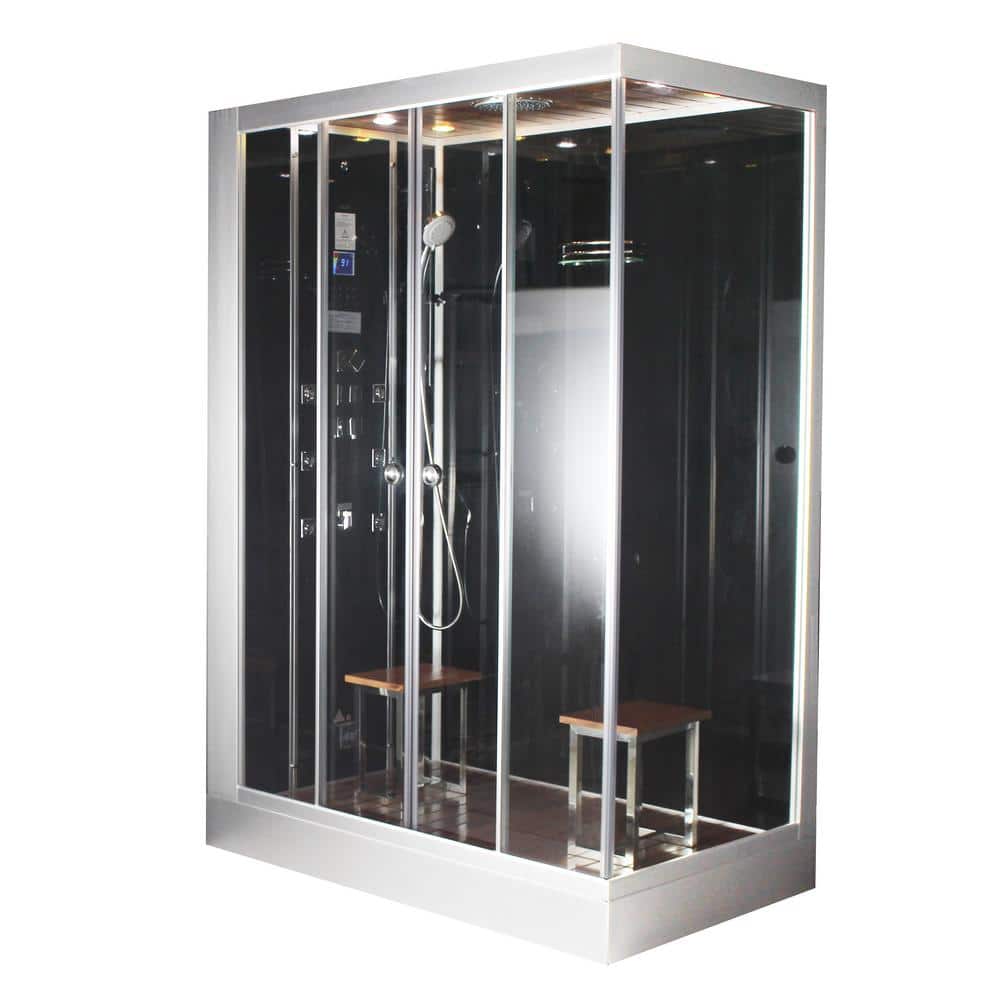 Platinum 59 in. x 36 in. x 90 in. Steam Shower in Black with Hinged ...