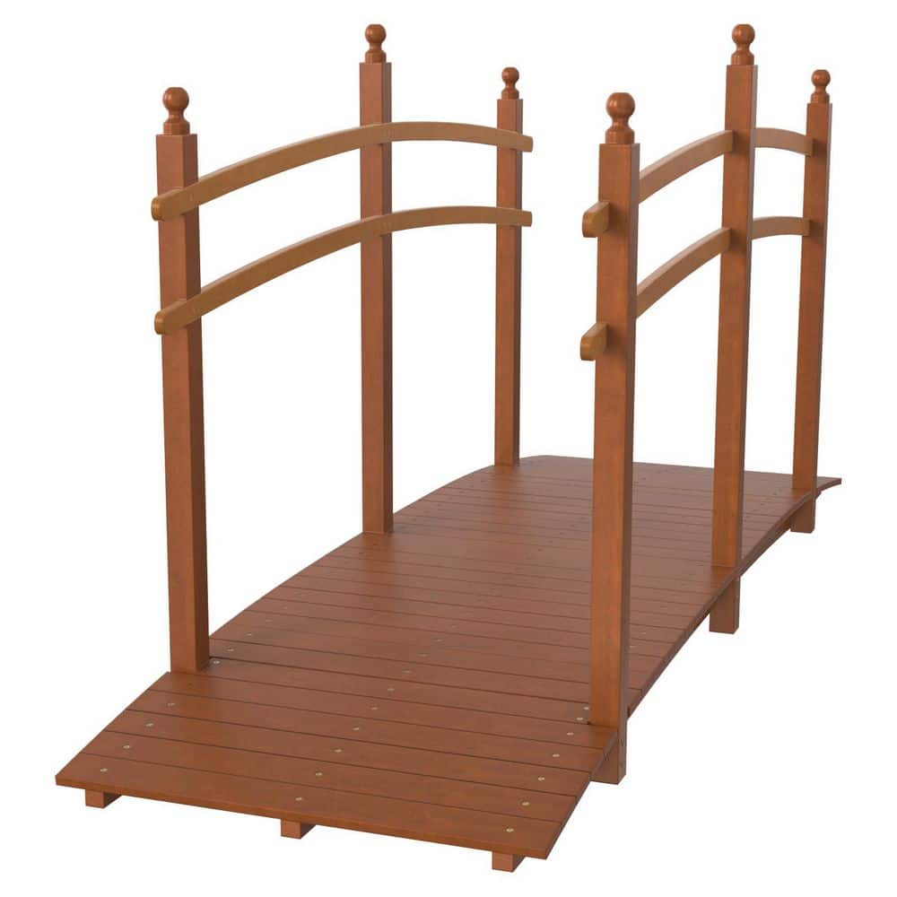 Karl home 7.5 ft. Brown Wood Classic Garden Bridge with Side Rails ...
