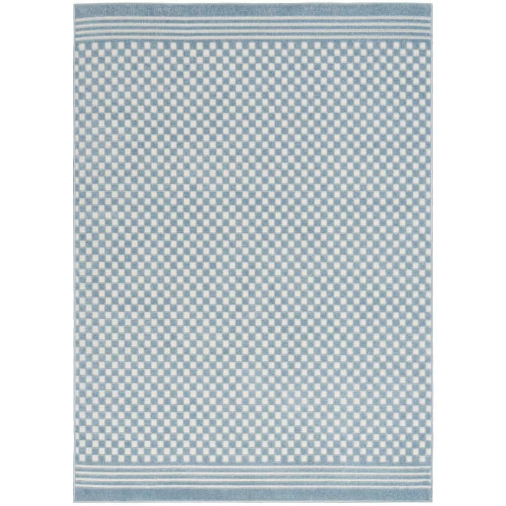 Nourison Casual Blue 7 ft. x 9 ft. Checker Contemporary Area Rug 983268 ...