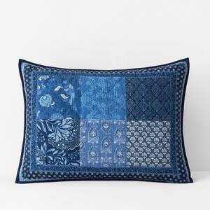 The Company Store Indigo Floral Patchwork Blue Full/Queen Cotton Quilt ...