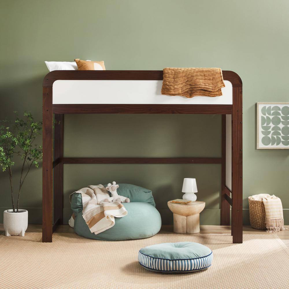 Walker Edison Furniture Company Contemporary Walnut Solid Wood Twin ...