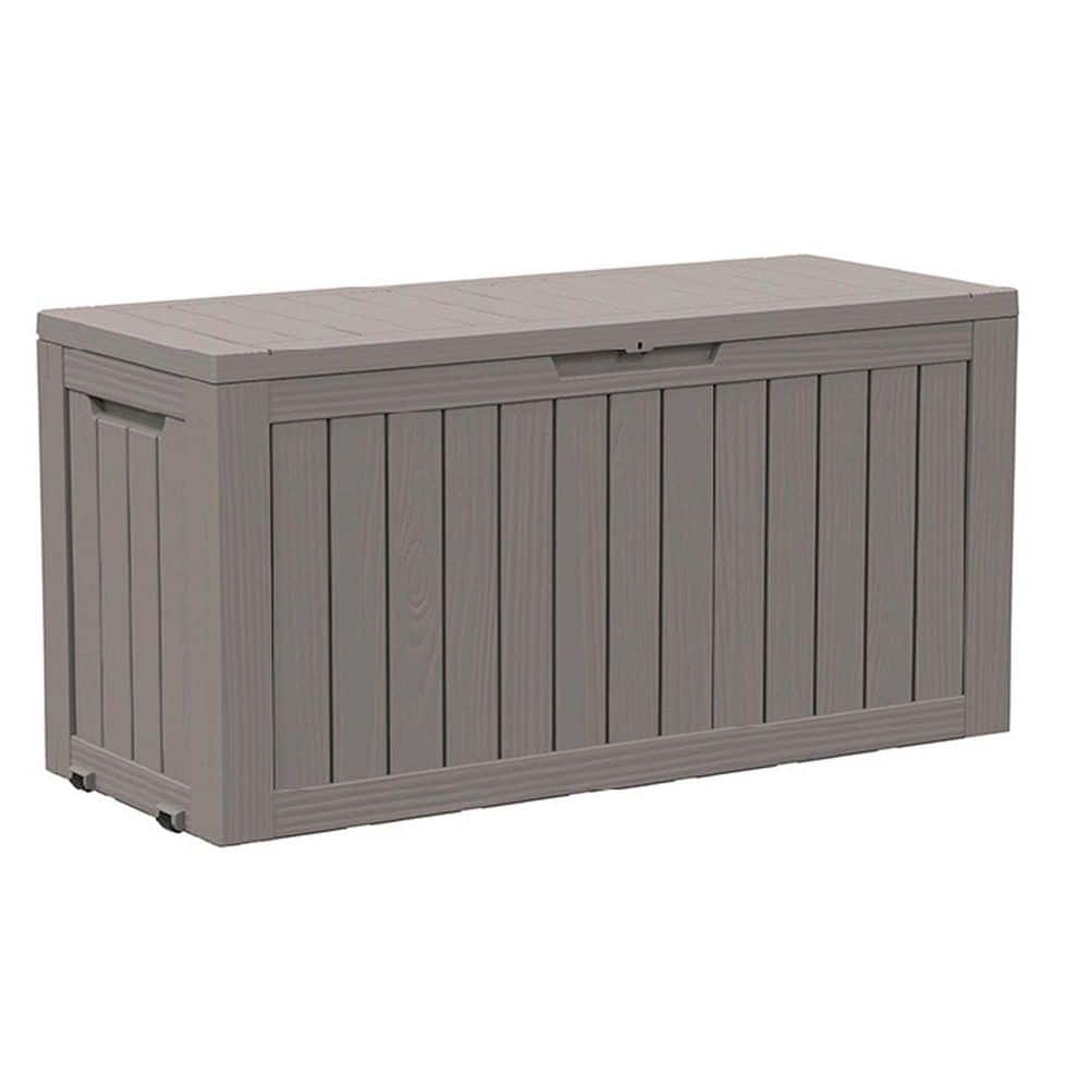 LuckByte 75 Gal. Resin Deck Box Outdoor Storage Box with high ...
