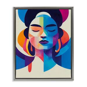 Stupell Industries Bold Hue Woman's Face by Incado Brown Floater Frame ...