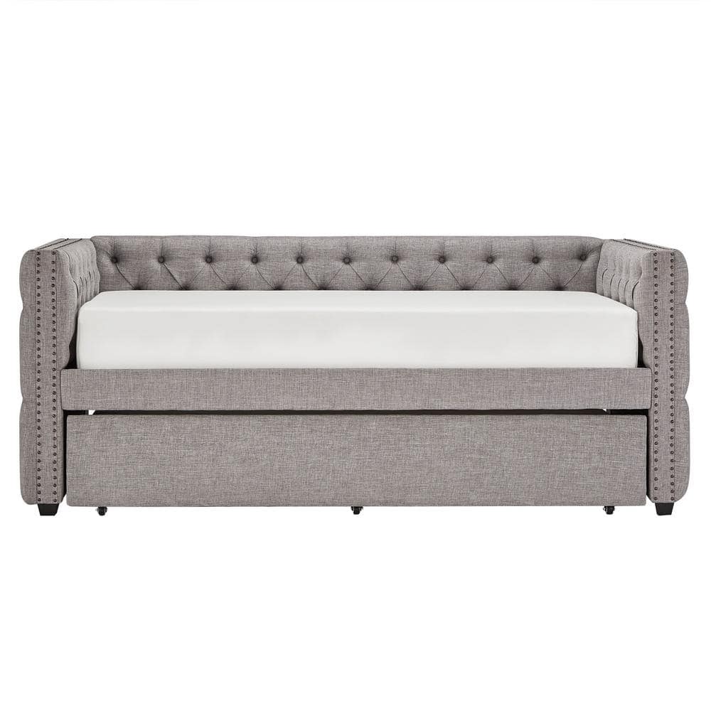 HomeSullivan Lincoln Park Grey Button Tufted Trundle Daybed 40E318B-AGLBD