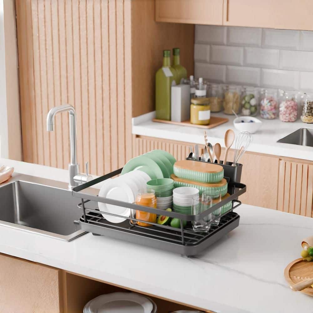 Numhew 15.5 in. L x 12 in. W Stainless Steel Dish Rack for Kitchen ...