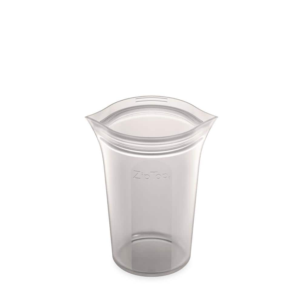 Zip Top 16 oz. Gray Reusable Silicone Medium Cup Zippered Storage ...