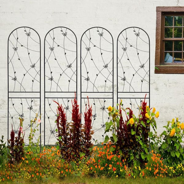 86.7 in. Butterfly Deco Metal Garden Trellis Outdoor Garden Fencing ...