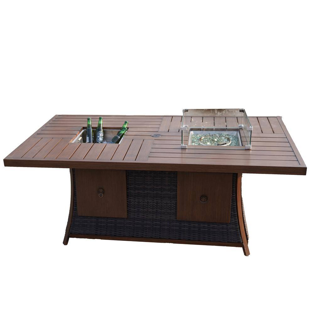 moda furnishings Sunny Brown Frame Rectangle Wicker Outdoor Dinning ...