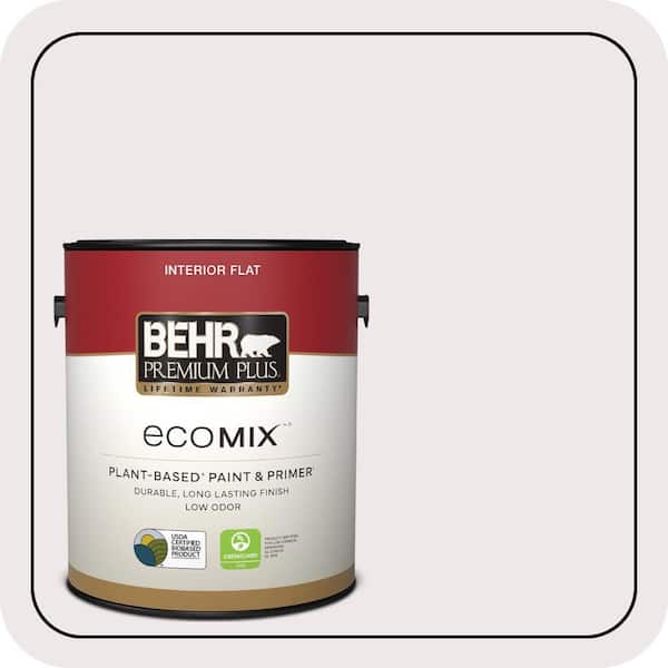 BEHR PREMIUM PLUS 1 gal. #PR-W04 Opulent Opal Flat EcoMix Plant-Based Interior Paint & Primer ...