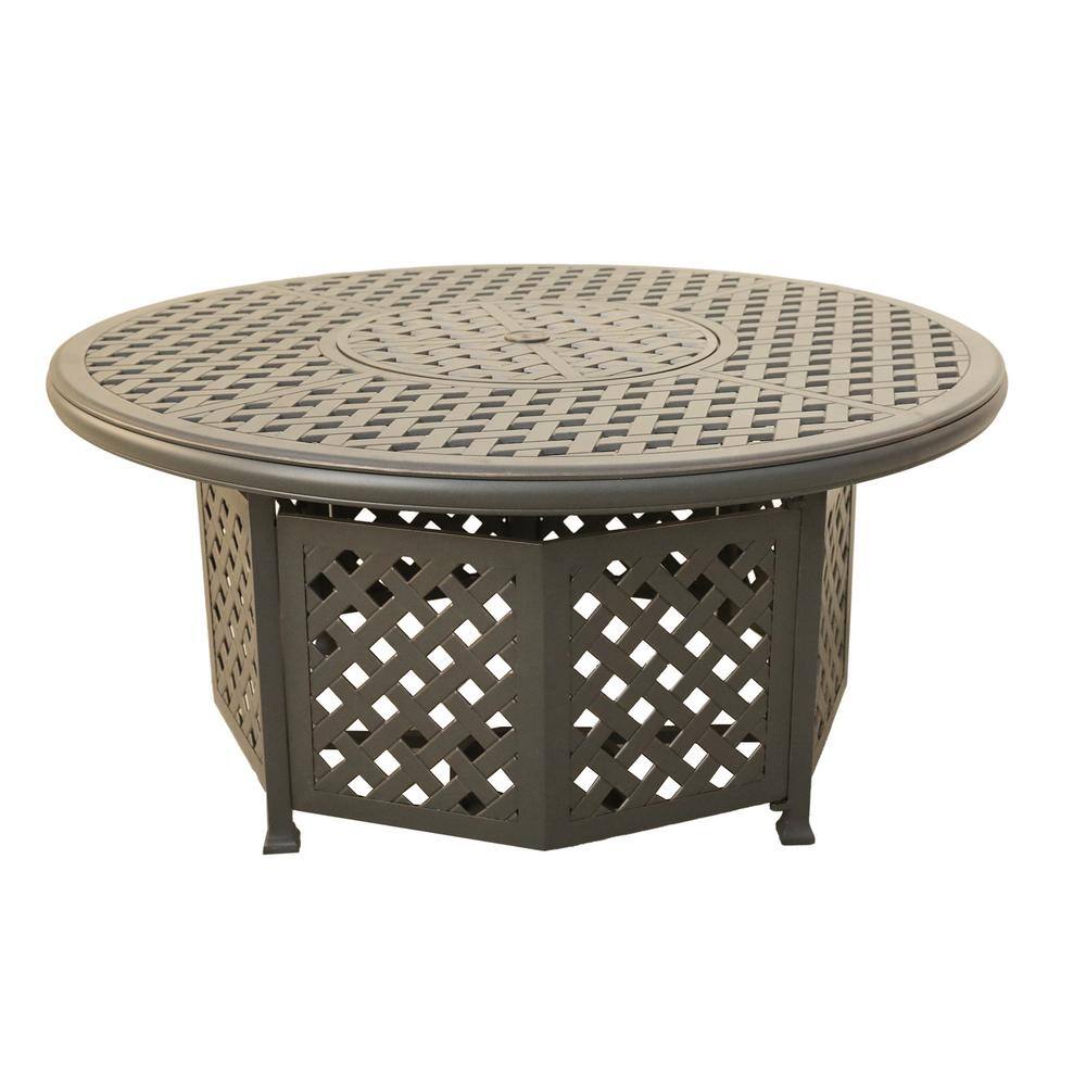 GC GATHERCRAFT Castle Rock Round Cast Aluminum Outdoor 52 in. Gas Fire ...