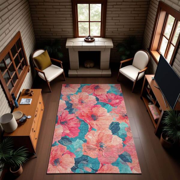 Addison Rugs Mayfield Premium Machine Washable Abstract AMF1542 Salmon ...