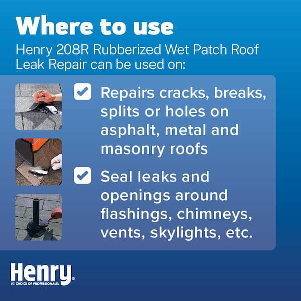 Henry 208R Rubberized Wet Patch Black Roof Leak Repair Sealant 3.3 gal ...