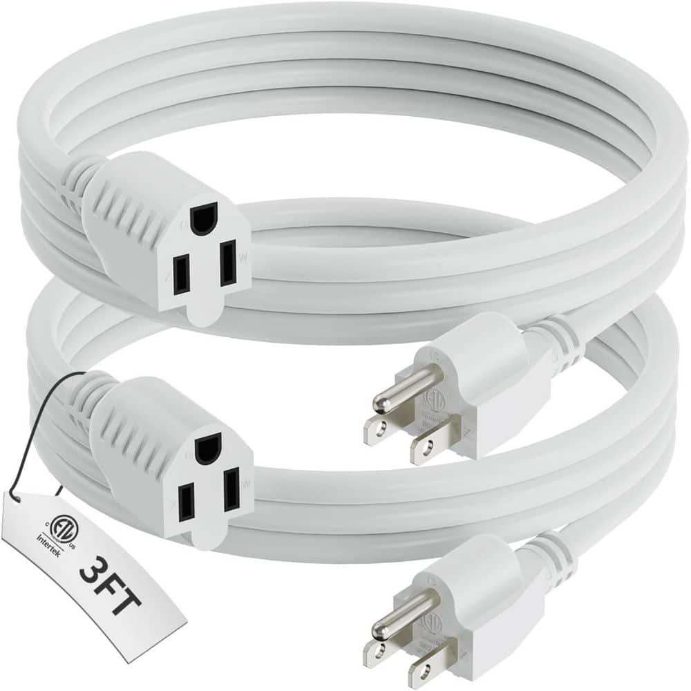 Lukyamzn 2-Pack 3Ft. 16 / 3 Heavy Duty Indoor/Outdoor Extension Cord ...