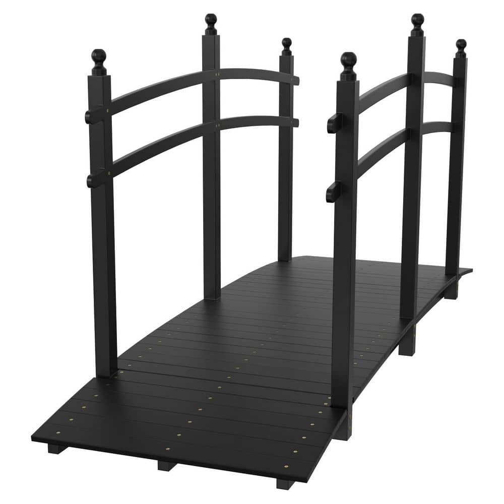 Karl home 7.5 ft. Black Wood Classic Garden Bridge with Side Rails ...