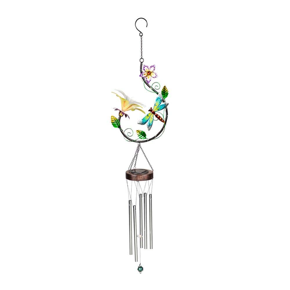 Evergreen Enterprises 41 in. Solar Metal Wind Chime, Dragonfly and ...