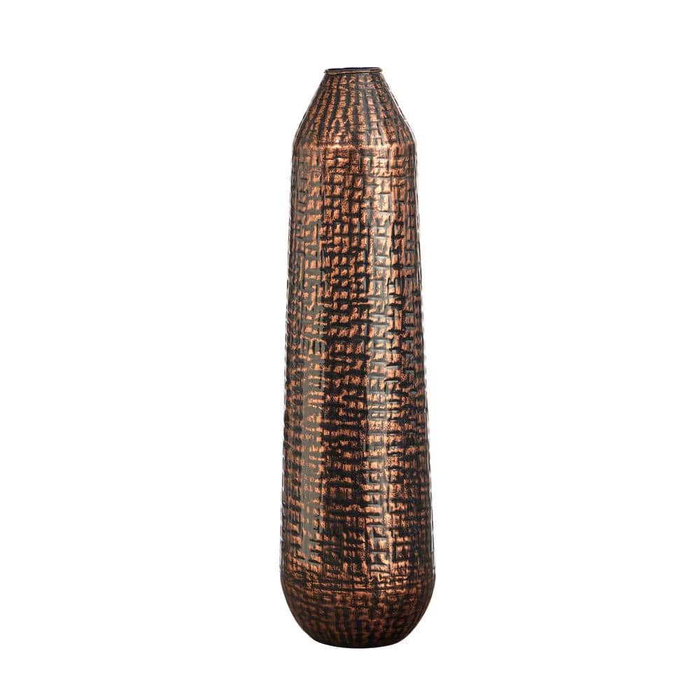 Nearly Natural 26 in. Tall Embossed Metal Tower Vase 870 - The Home Depot