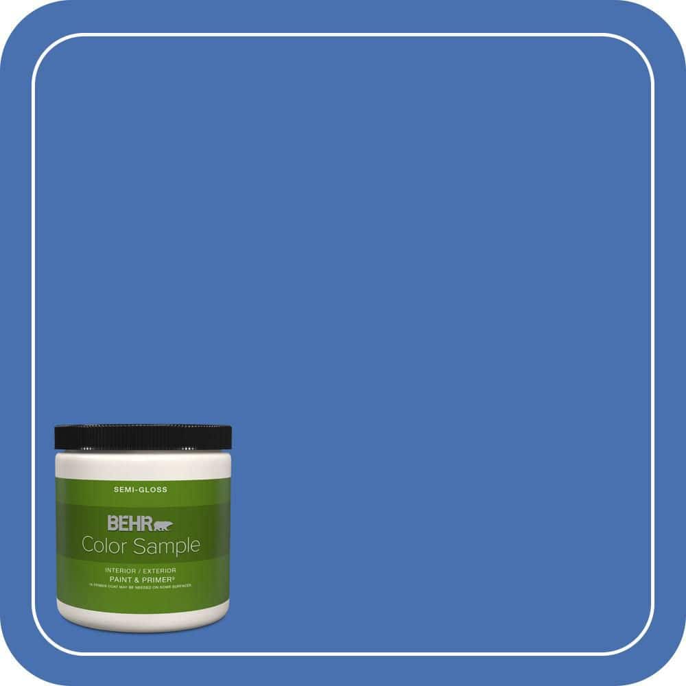 BEHR PREMIUM PLUS 8 oz. #HDC-SM16-07 Croquet Blue Semi-Gloss Interior ...