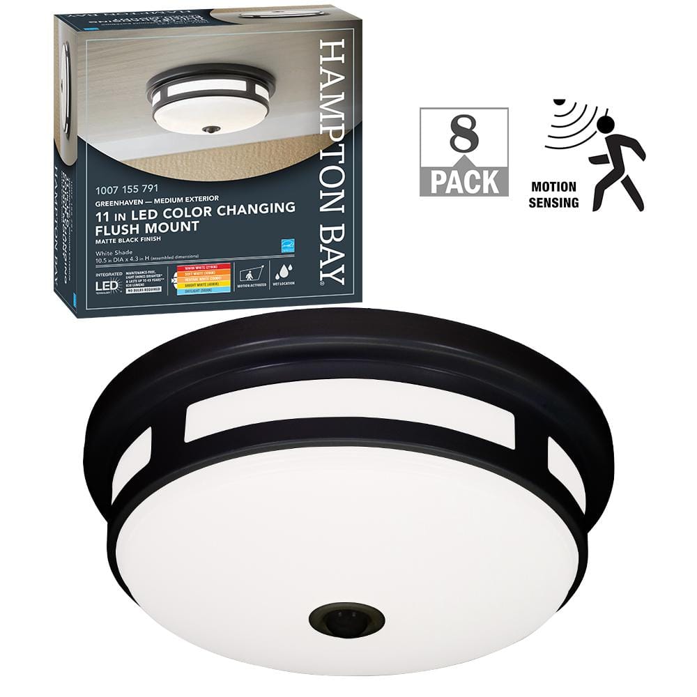 Reviews for Hampton Bay Greenhaven 11 in. 1-Light Matte Black Motion ...