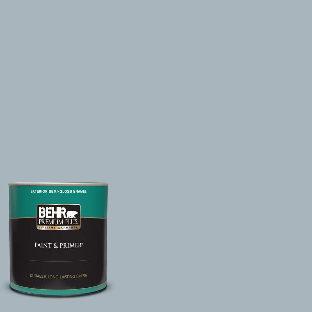 BEHR PREMIUM PLUS 1 qt. #N480-3 Shadow Blue Semi-Gloss Enamel Exterior ...