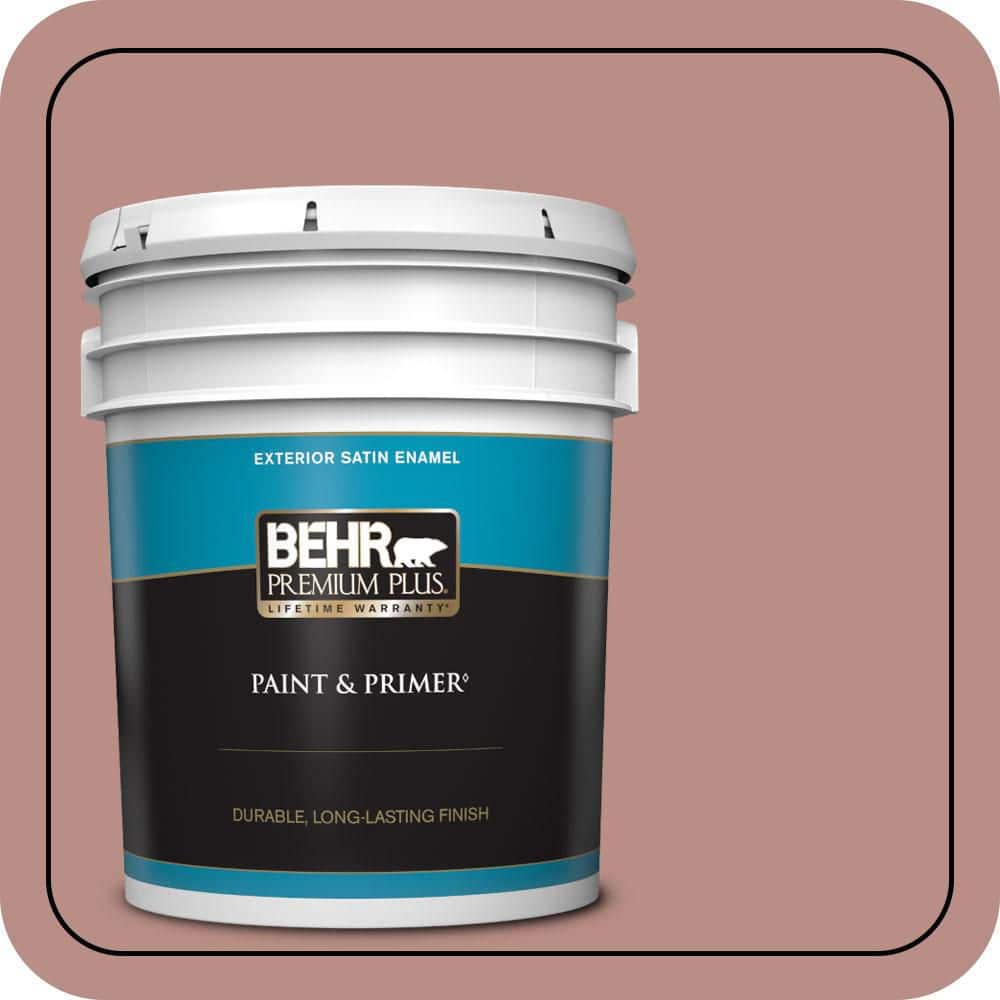 BEHR PREMIUM PLUS 5 gal. #170F-5 Brick Dust Satin Enamel Exterior Paint ...