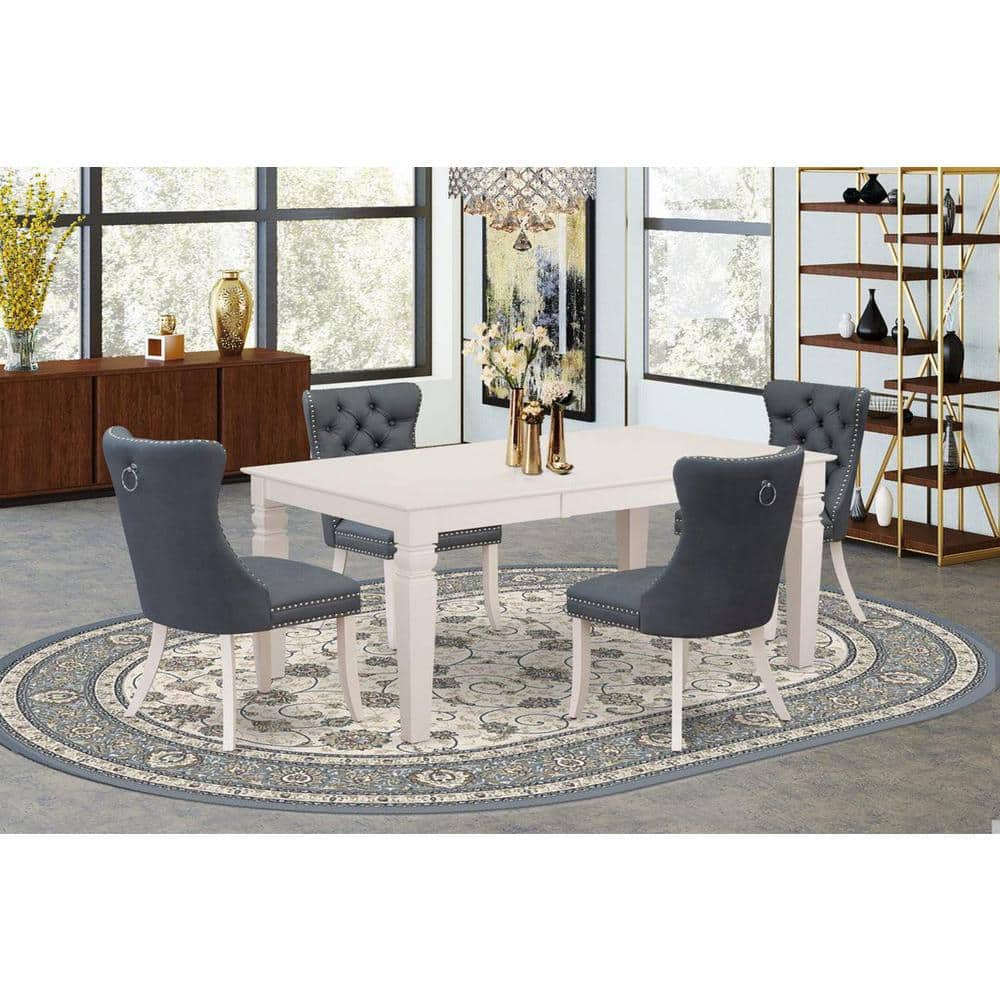 East West Furniture 5-Piece Rectangle Buttermilk and Cherry Finish ...