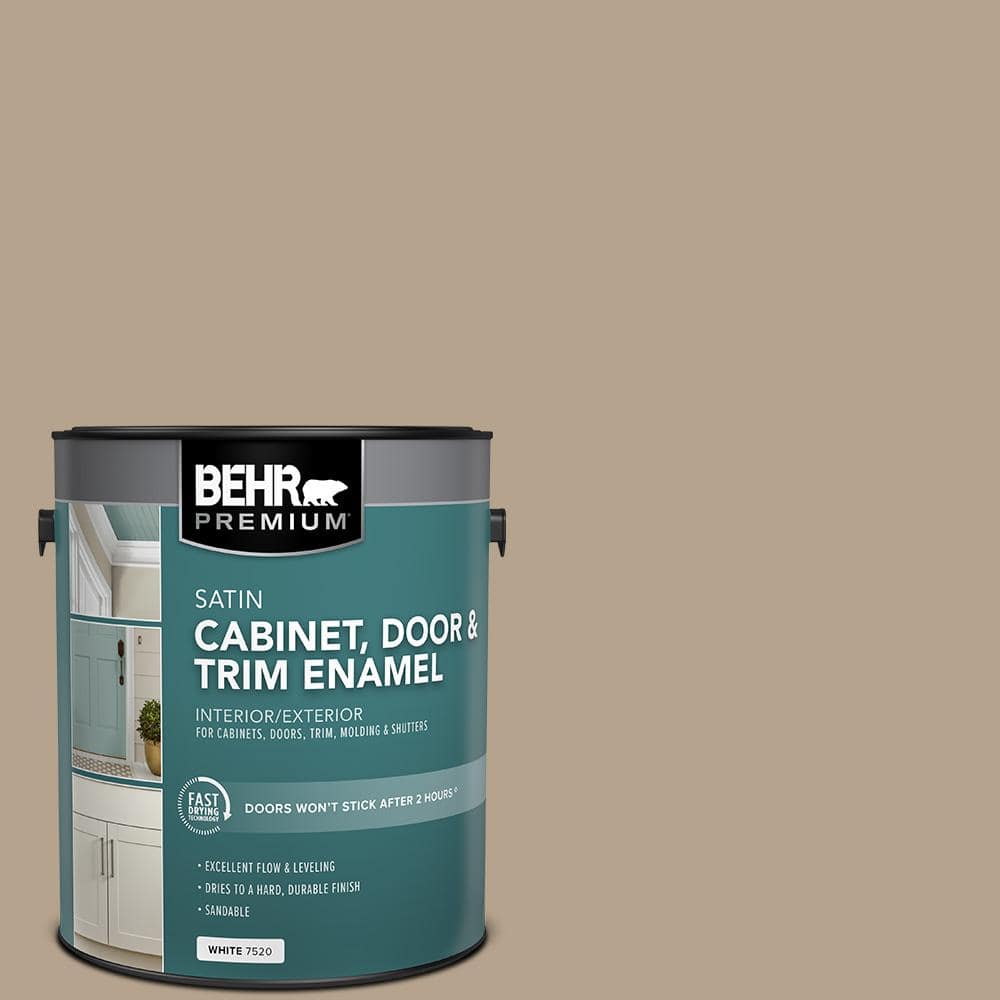 BEHR PREMIUM 1 gal. #PFC-33 Washed Khaki Satin Enamel Interior/Exterior ...