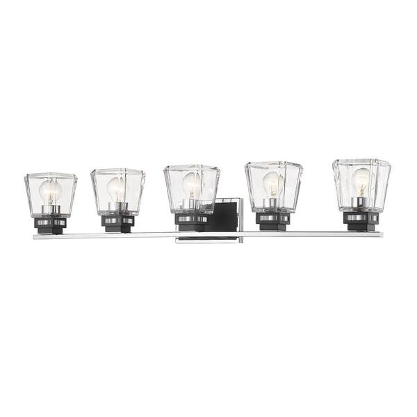 Jackson 42.25 in. 5-Light Chrome and Matte Black Vanity Light with ...