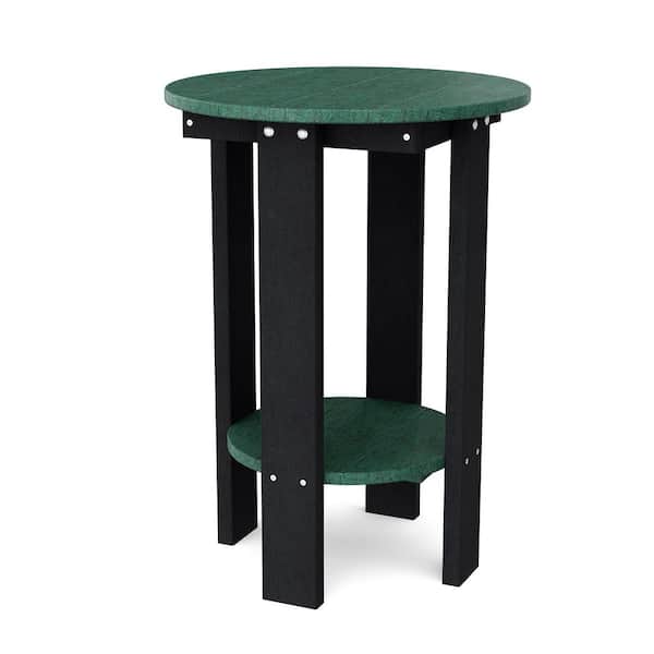 Wildridge Heritage Turf Green and Black Round HDPE Plastic Outdoor Side ...