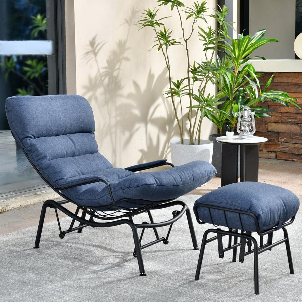 HOOOWOOO Mono Metal Patio Lounge Outdoor Rocking Chair with an Ottoman ...
