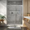 MCOCOD 56-60.5 in. W x 79 in. H Single Sliding Frameless Soft Close Shower Door in Brushed ...