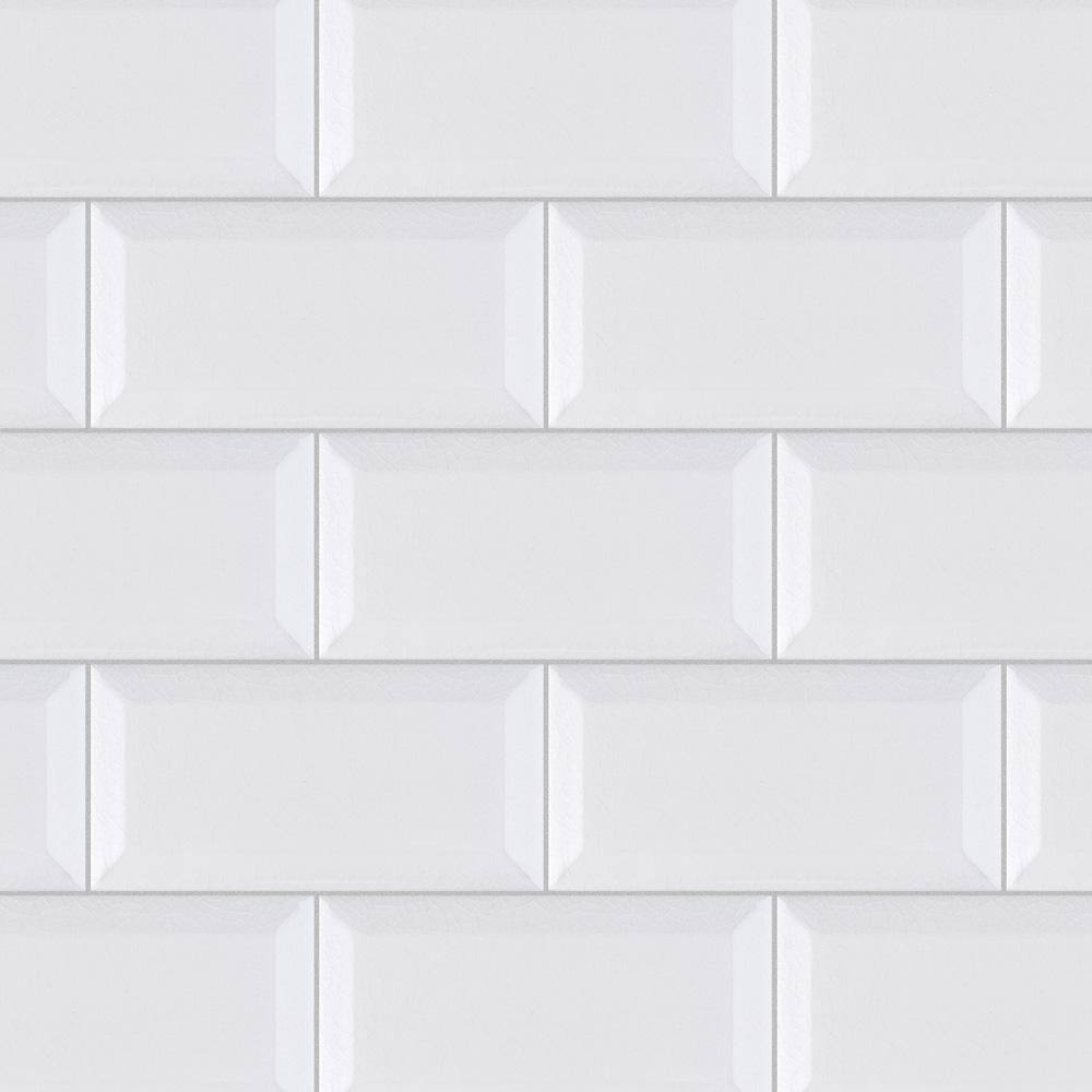 Merola Tile Isla Craquelle Biselado Blanco 3 in. x 6 in. Ceramic Subway ...