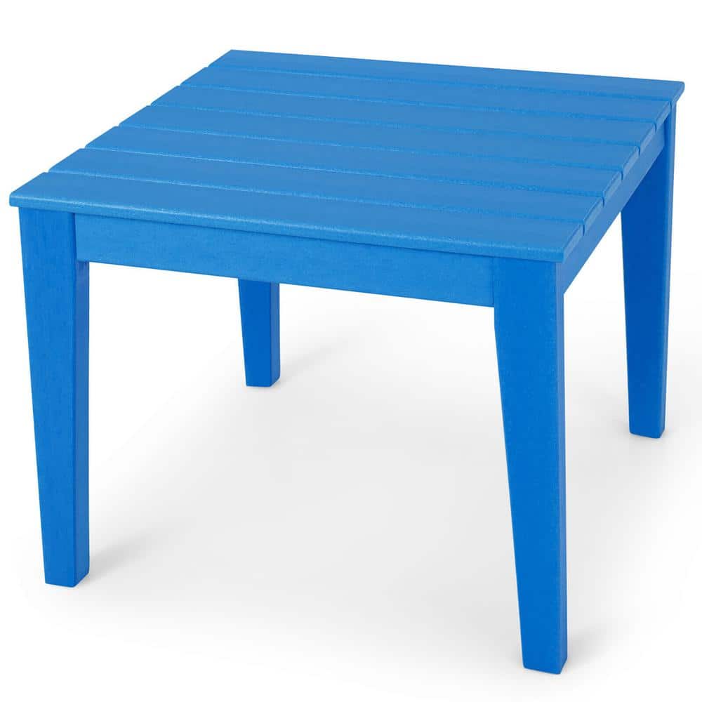 Gymax Kids Square Table Blue Indoor Outdoor Heavy-Duty All-Weather ...
