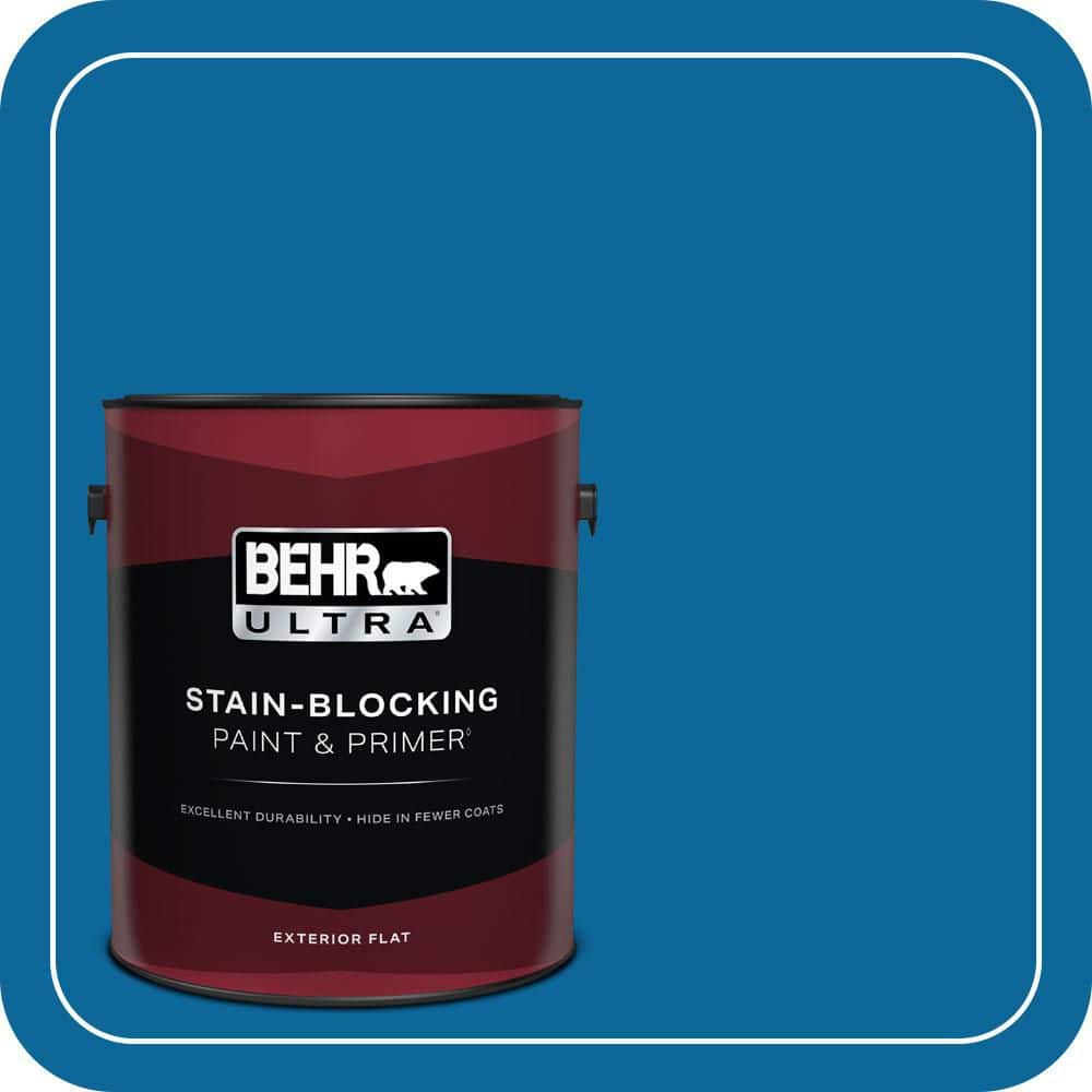 BEHR ULTRA 1 gal. #MQ4-58 Mondrian Blue Flat Exterior Paint & Primer ...