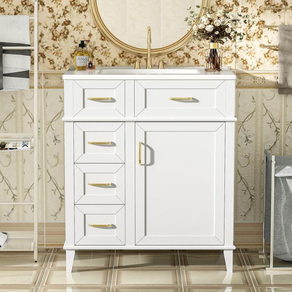 Qidian 30 in. W x 18. 4 in. D x 34 in. H in Single Sink Freestanding ...