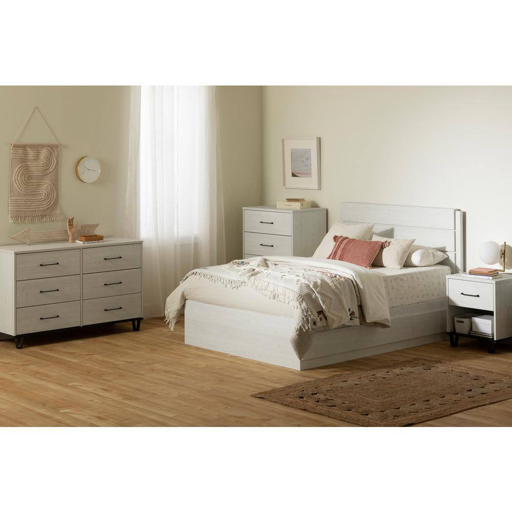 South Shore Arlen Mates Bed and Headboard Set, White Pine 15381 - The ...