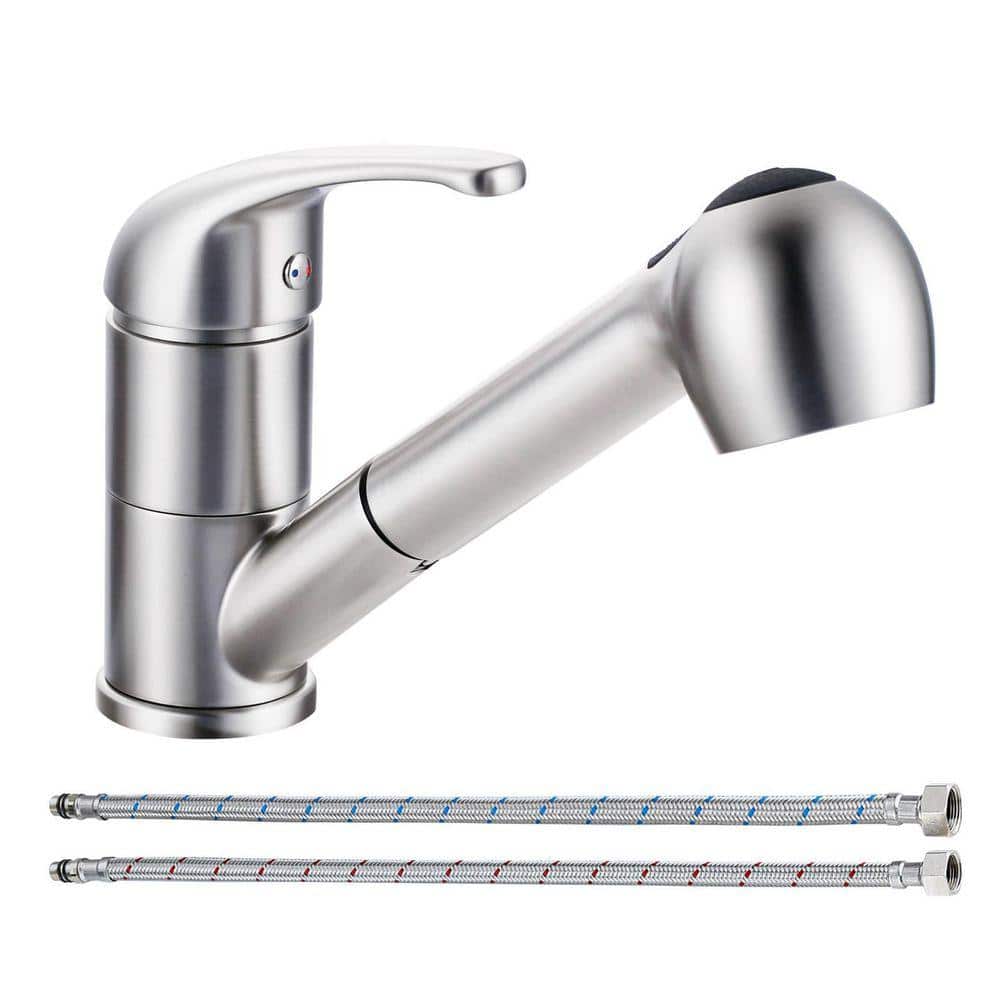 VEVETTA 6.8 in. Single Handle Pull Out Sprayer Kitchen Faucet with 360 ...