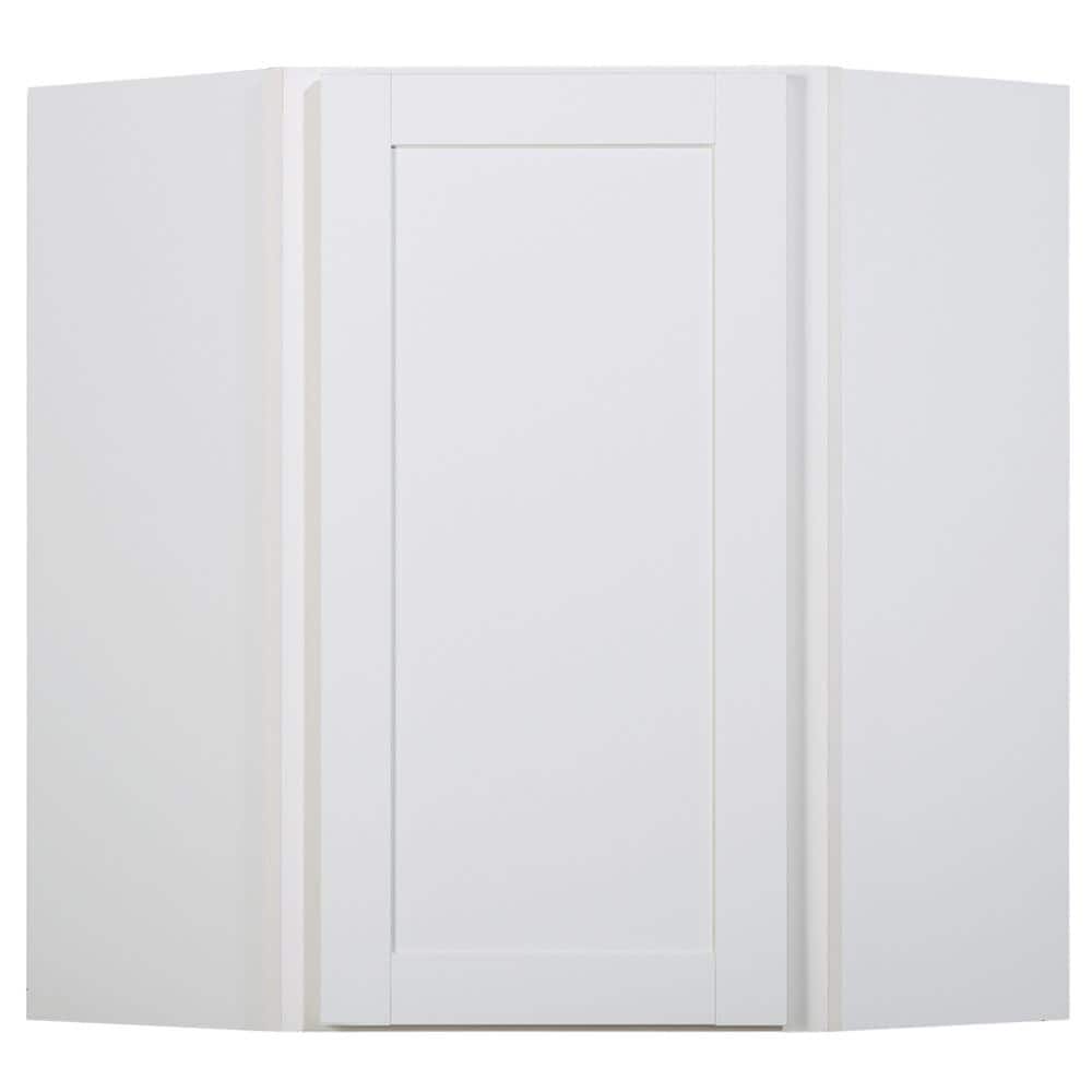 Hampton Bay Westfield Feather White Shaker Stock Assembled Corner Wall ...