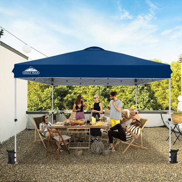 EAGLE PEAK 12 ft. x 12 ft. Straight Leg Pop-Up Canopy with 4-Sand Bags ...