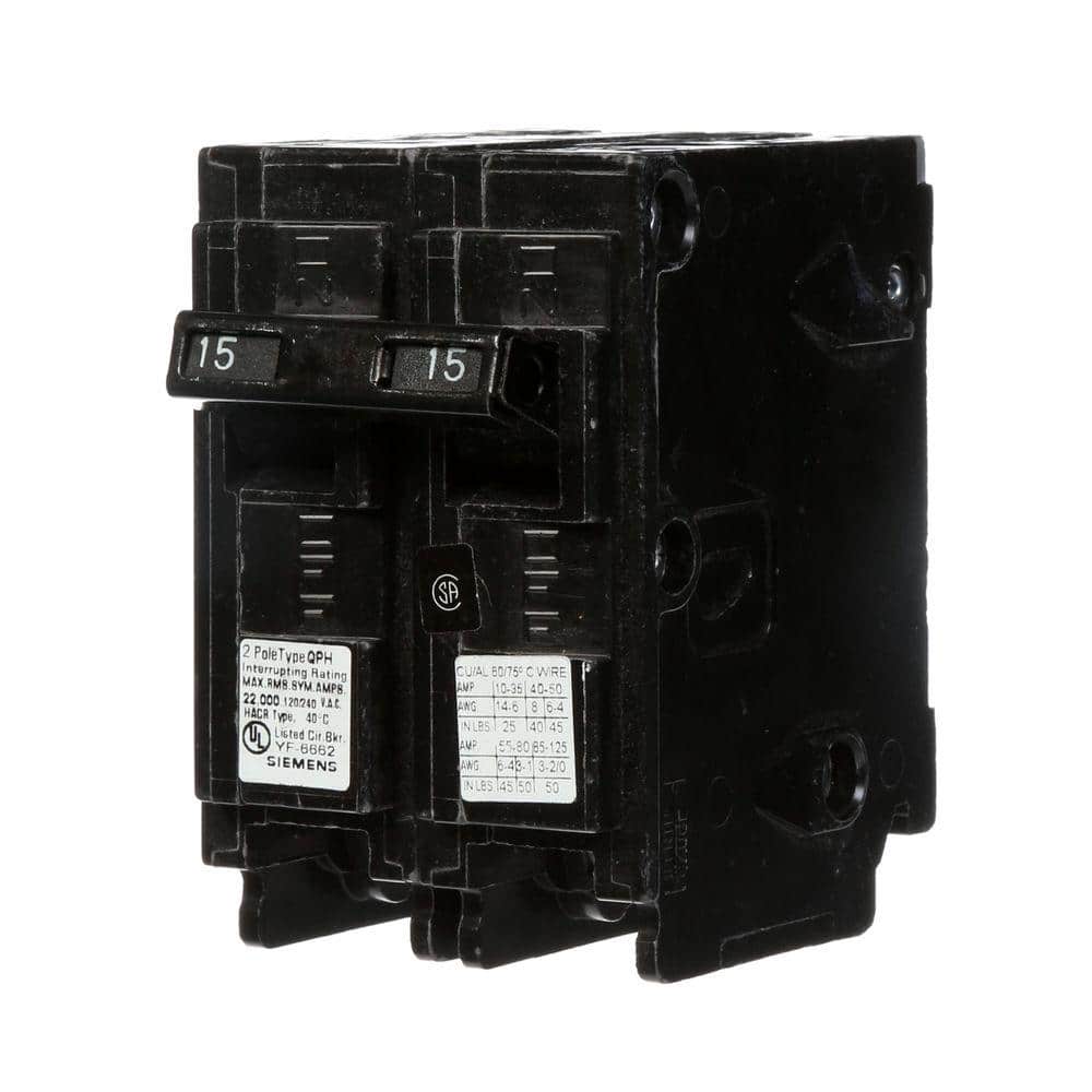 Siemens 15 Amp Double-Pole Type QP Circuit Breaker Q215U - The Home Depot