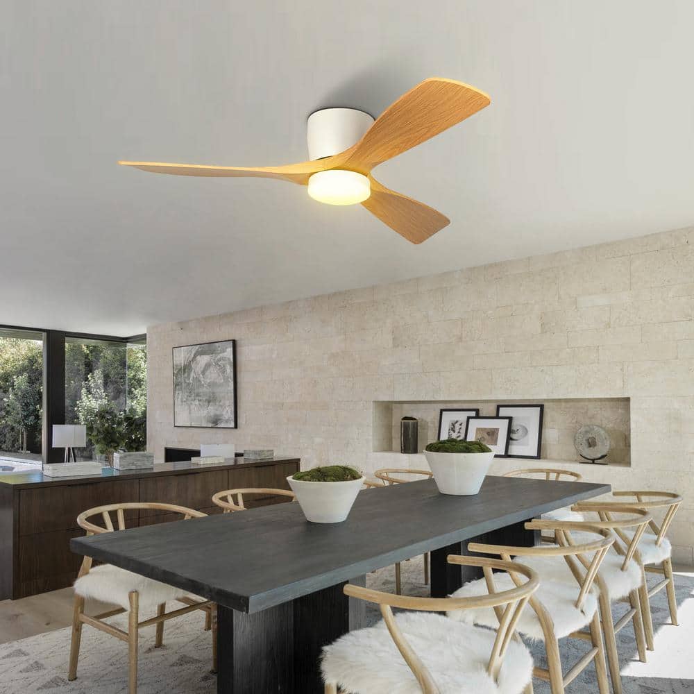 TOZING 48 in. Smart Indoor Wood Low Profile Modern Standard Flush Mount ...