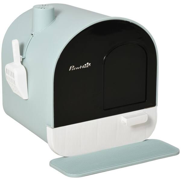 PawHut 17 in. x 17 in. x 18.5 in., Cat Litter Box with Lid, Green D31 ...