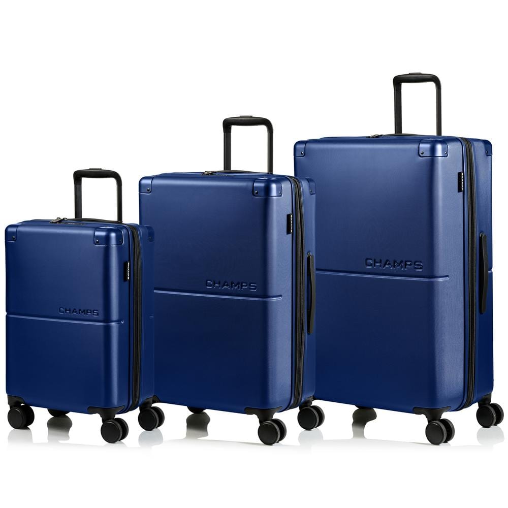 CHAMPS Earth 3-Piece Navy Hardside Polycarbonate Luggage Set S1034-NAVY ...