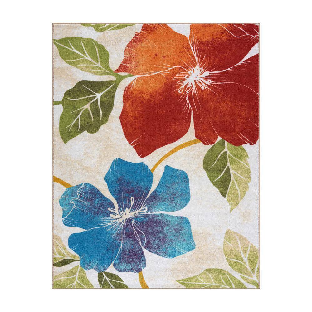CAMILSON Multicolor 2 ft. x 7 ft. Non-Skid Floral Area Rug SOL100-MULTI ...