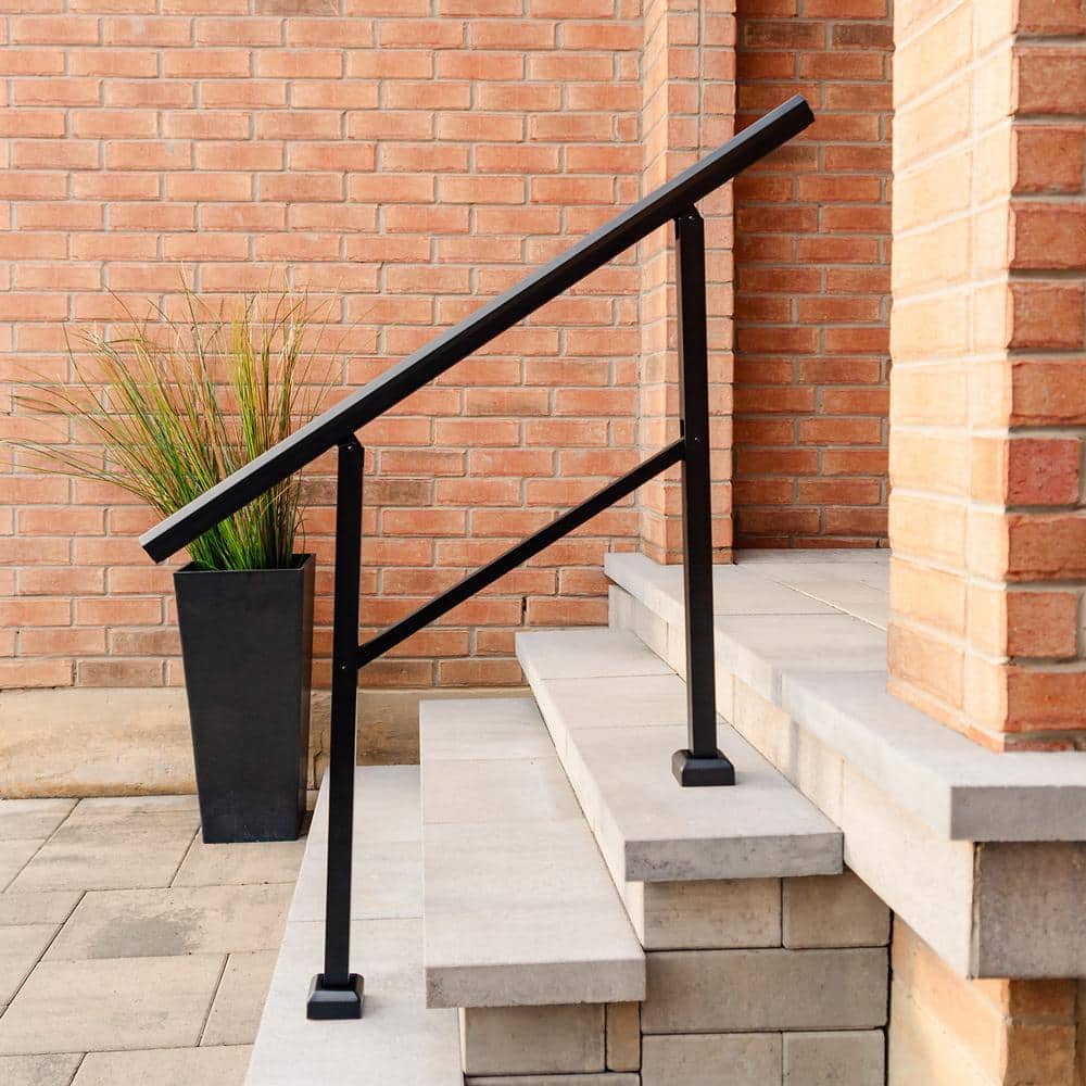 NUVO IRON 34.75 in. H x 48 in. W Black Aluminum Stair Railing Kit ...