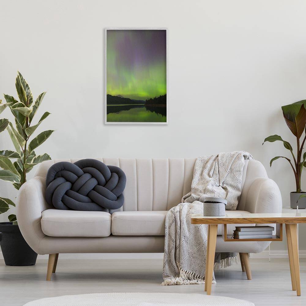 Stupell Industries Green Aurora Landscape by Nancy Crowell Gray Framed Nature Giclee Art Print ...