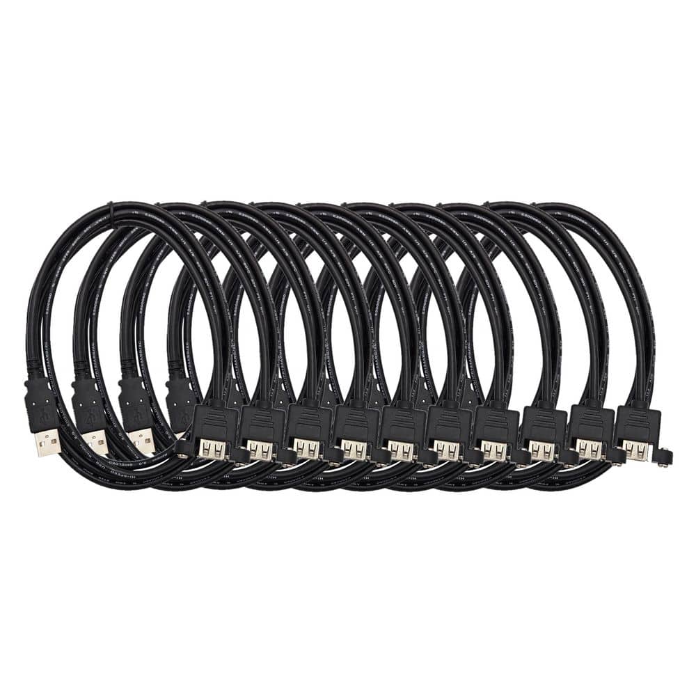 Micro Connectors, Inc 3 ft. USB 2.0 Type A / A Panel Mount Extension ...