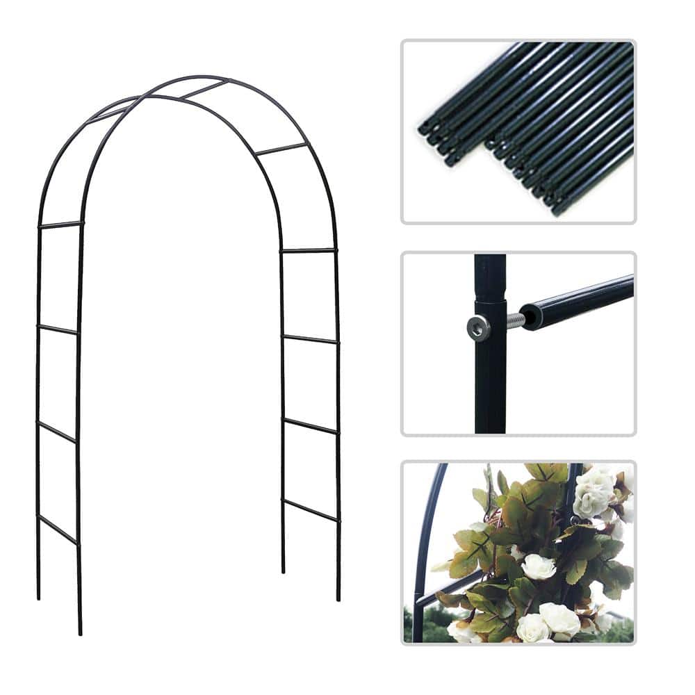 Misopily 94 in. H x 55 in. W Black Metal Garden Arch Trellis ...
