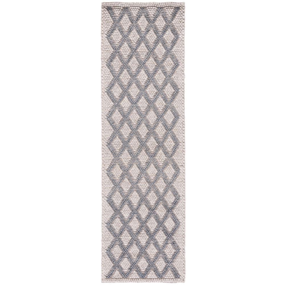 SAFAVIEH Natura 2 ft. x 8 ft. Silver High-Low Diamond Runner Rug ...