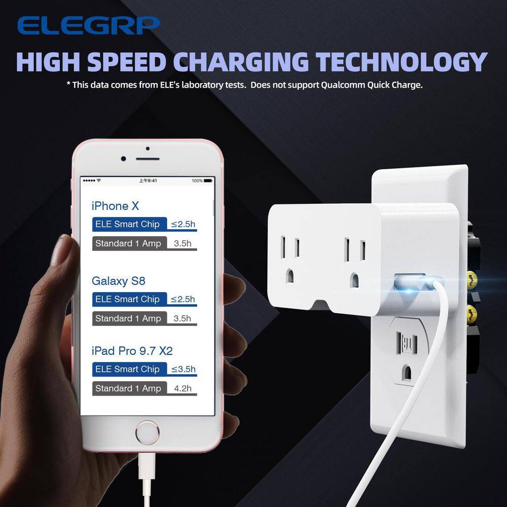 Buy 3 Prong Outlet Extender with Type C and Type A USB Wall Charger ...